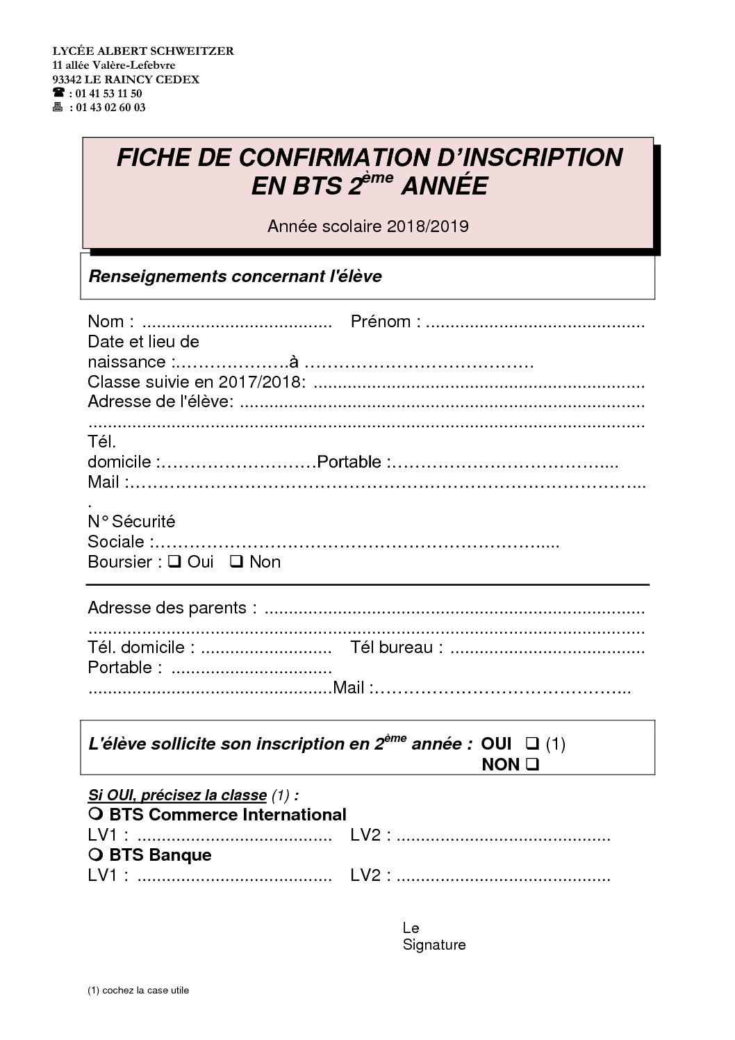 inscription bem 2017 confirmation